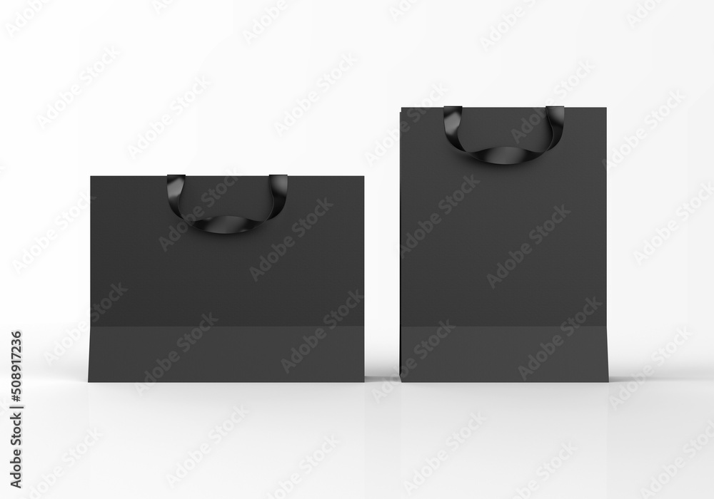 Black paper bag mockup on white background, template for graphic ...