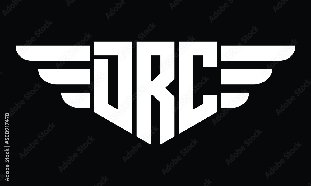 DRC three letter logo, creative wings shape logo design vector template ...