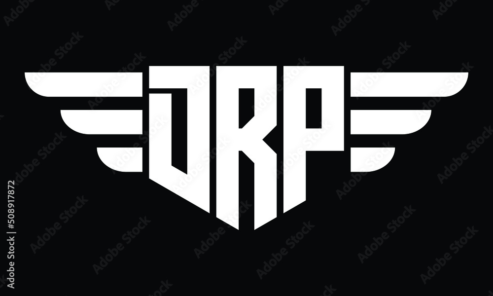 DRP three letter logo, creative wings shape logo design vector template ...