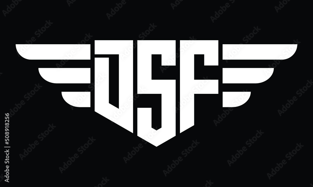 DSF three letter logo, creative wings shape logo design vector template ...