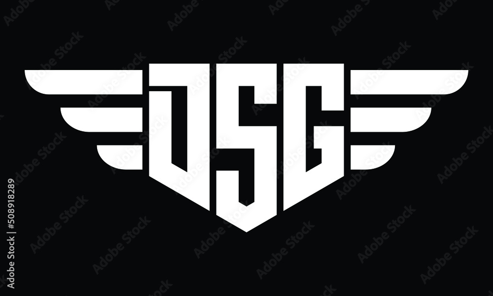 DSG three letter logo, creative wings shape logo design vector template ...