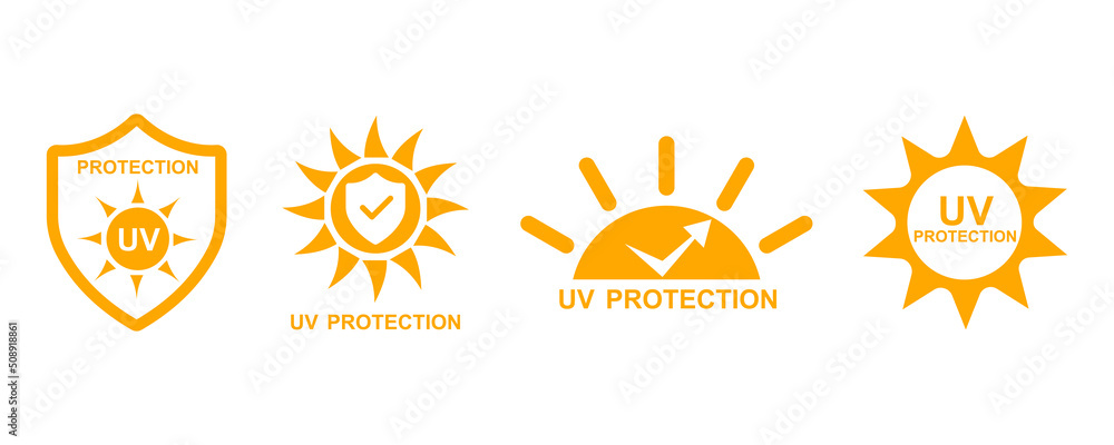Uv protection vector icons set. Protection from sun radiation and ...