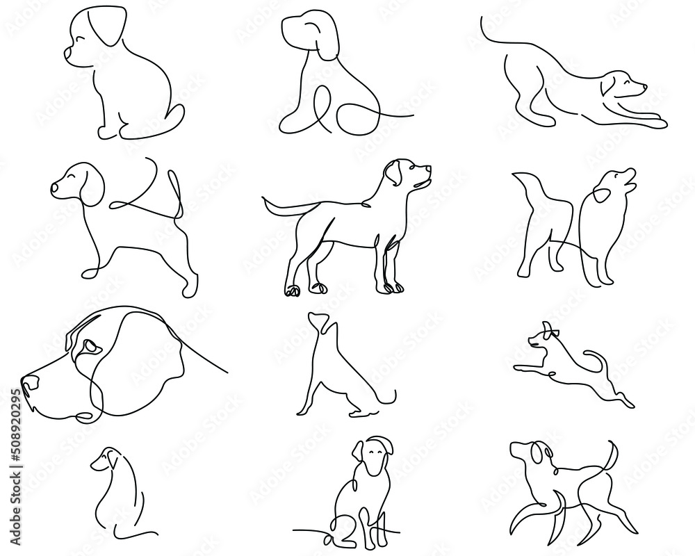 dog hand drawn line art Stock Vector | Adobe Stock