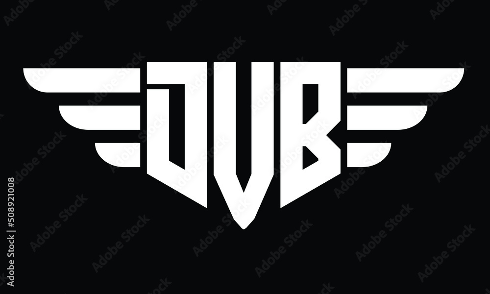 DVB three letter logo, creative wings shape logo design vector template ...