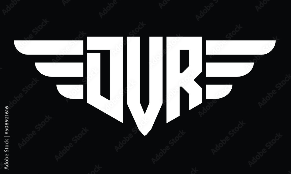 DVR three letter logo, creative wings shape logo design vector template ...