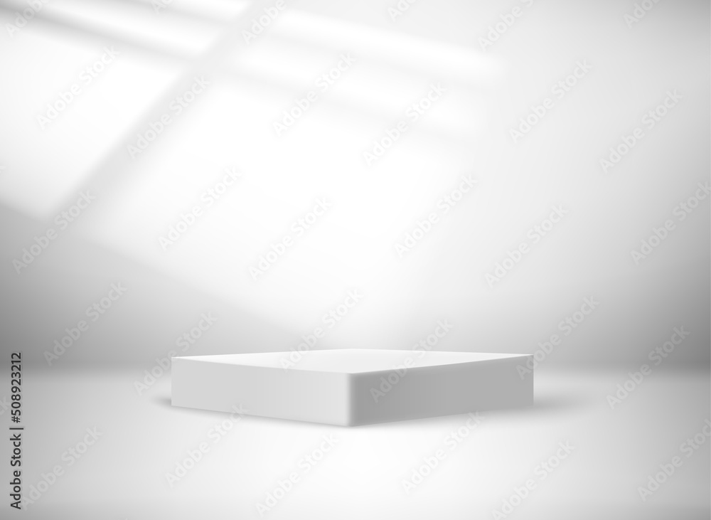 Bright studio with sun flare of the window. 3D vector illusration with ...