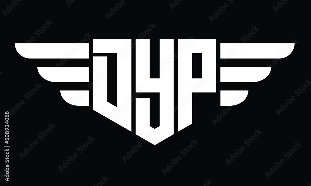 DYP three letter logo, creative wings shape logo design vector template ...