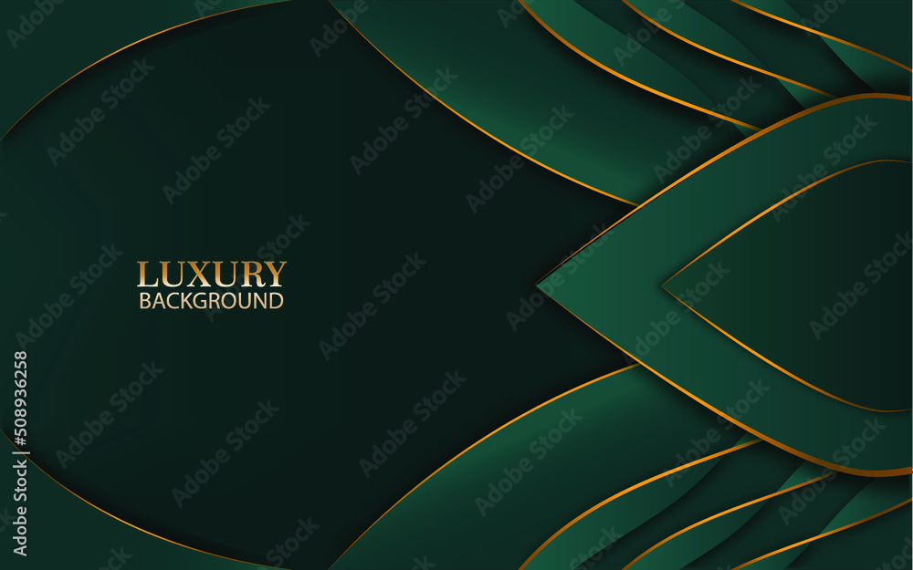 abstract green and gold lines with decorative wave shapes luxury ...