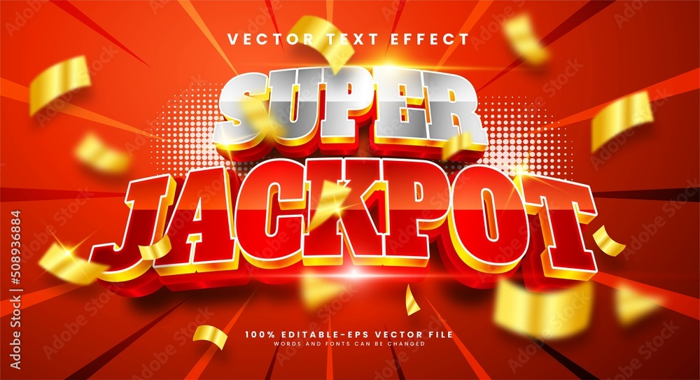 Super jackpot 3d editable text effect with gold color, suitable for ...