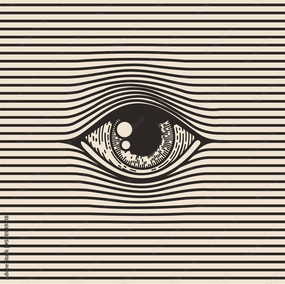 Spy eye vintage styled engraving illustration. Vector illustration ...