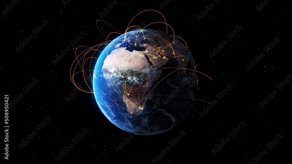 Global network and internet connection in orbital earth globe . Concept ...