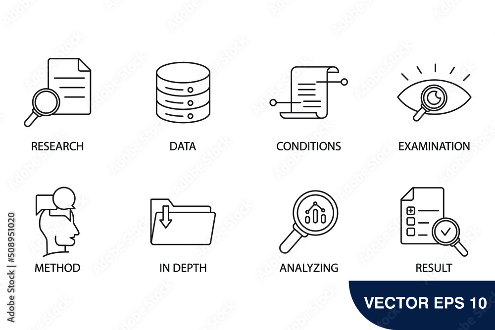 case study icons set . case study pack symbol vector elements for ...