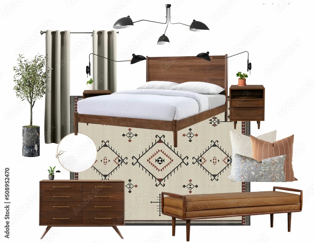 Interior design mood board of bedroom , Interior collage. Mood board ...