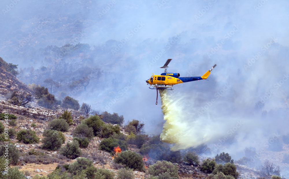Athens, Greece, June 4, 2022: A firefighting McDermott Aviation Bell ...