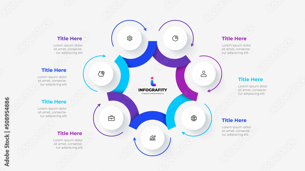 Cycle diagram divided into 7 segments. Concept of seven options of ...