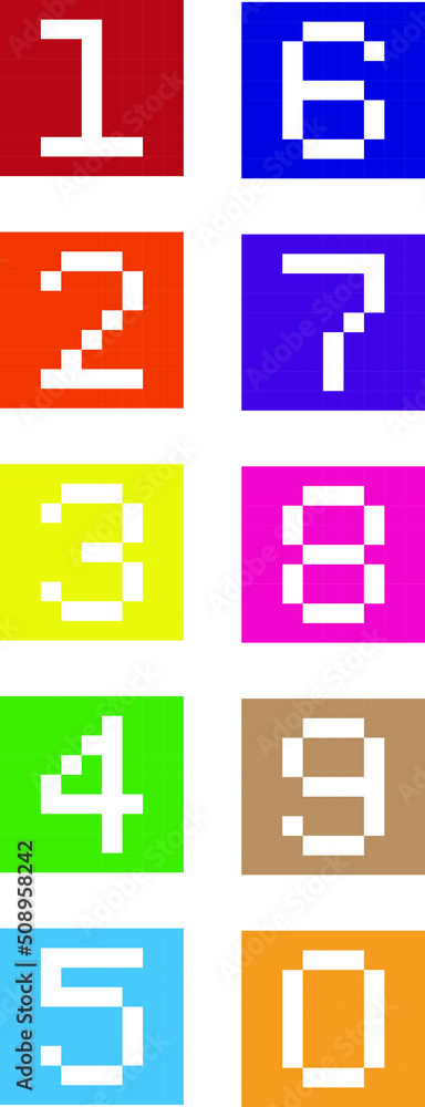 Number Pixel art vector illustration. Numbers image or clip art. Stock ...