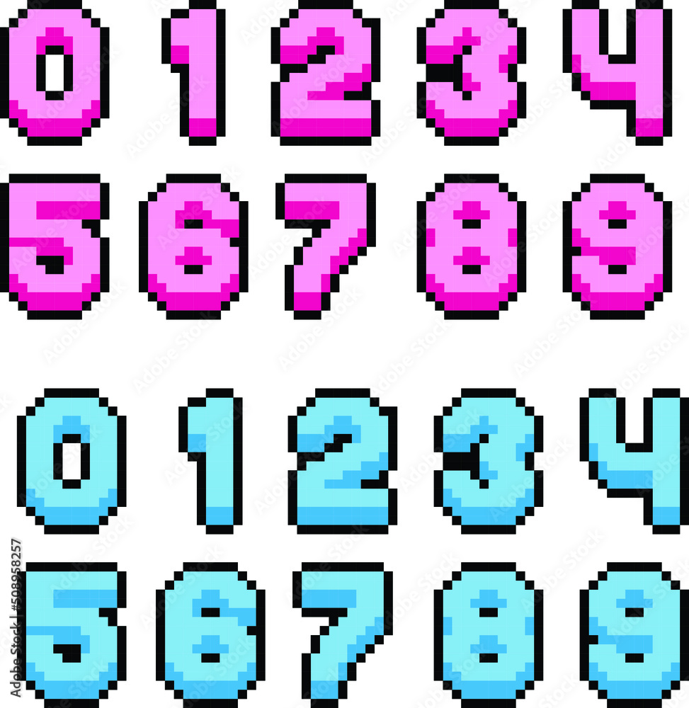 Number Pixel art vector illustration. Numbers image or clip art. Stock ...