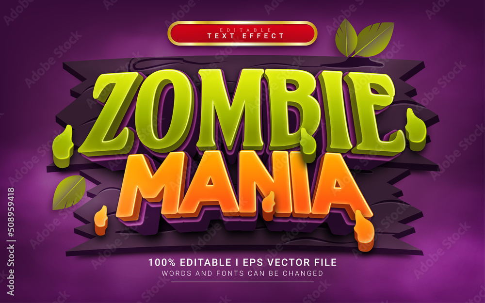 zombie mania text effect Stock Vector | Adobe Stock
