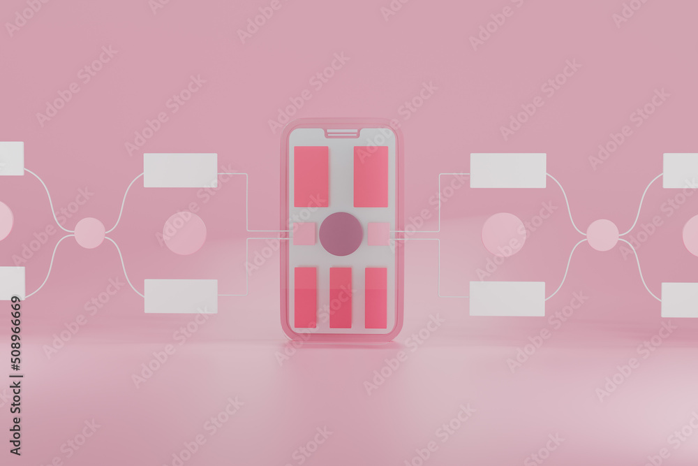 Designer data process development data prototype interface flow chart smartphone application ...