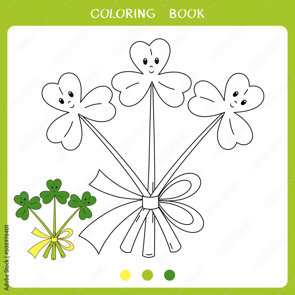 Simple educational game for kids. Vector illustration of cute clover ...