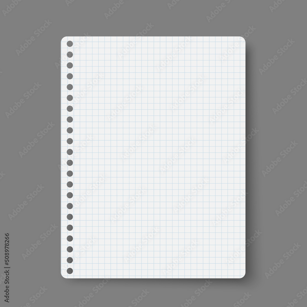 Notebook line squared dot. Diary template. Notepad empty page set. Vector blank white list mock ...