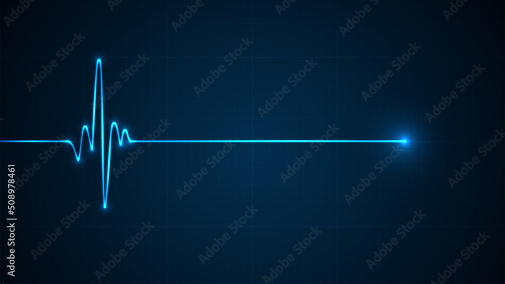 Emergency ekg monitoring. Blue glowing neon heart pulse. Heart beat ...