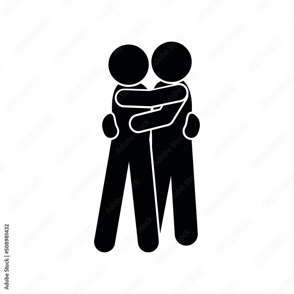 hugging people, stick figure man, hug illustration, human silhouettes ...