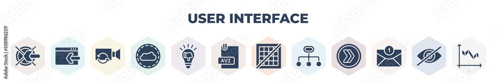 filled user interface icons set. glyph icons such as footprints direction sketch, data import ...