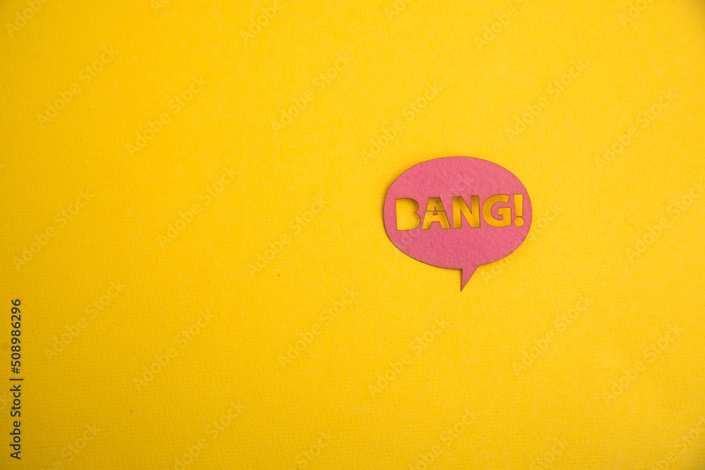 Paper speech bubble with bang word Stock Photo | Adobe Stock