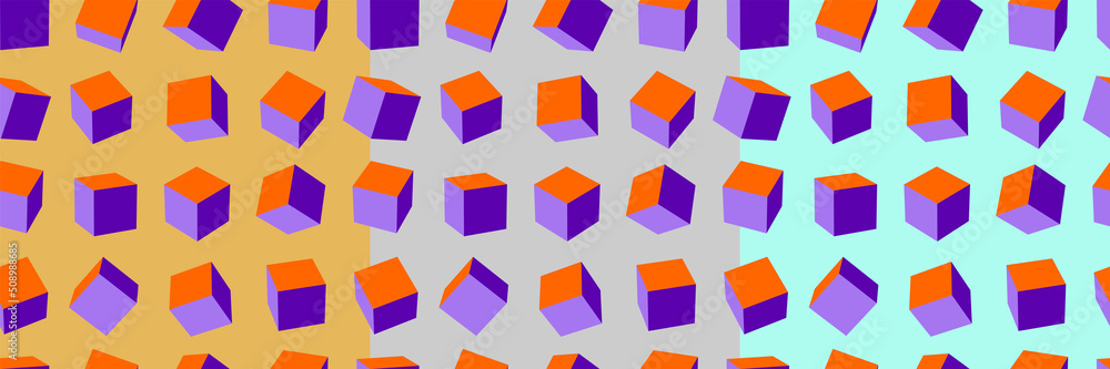 Seamless vector wrapping geometric pattern with 3d cubes. Multicolor ...