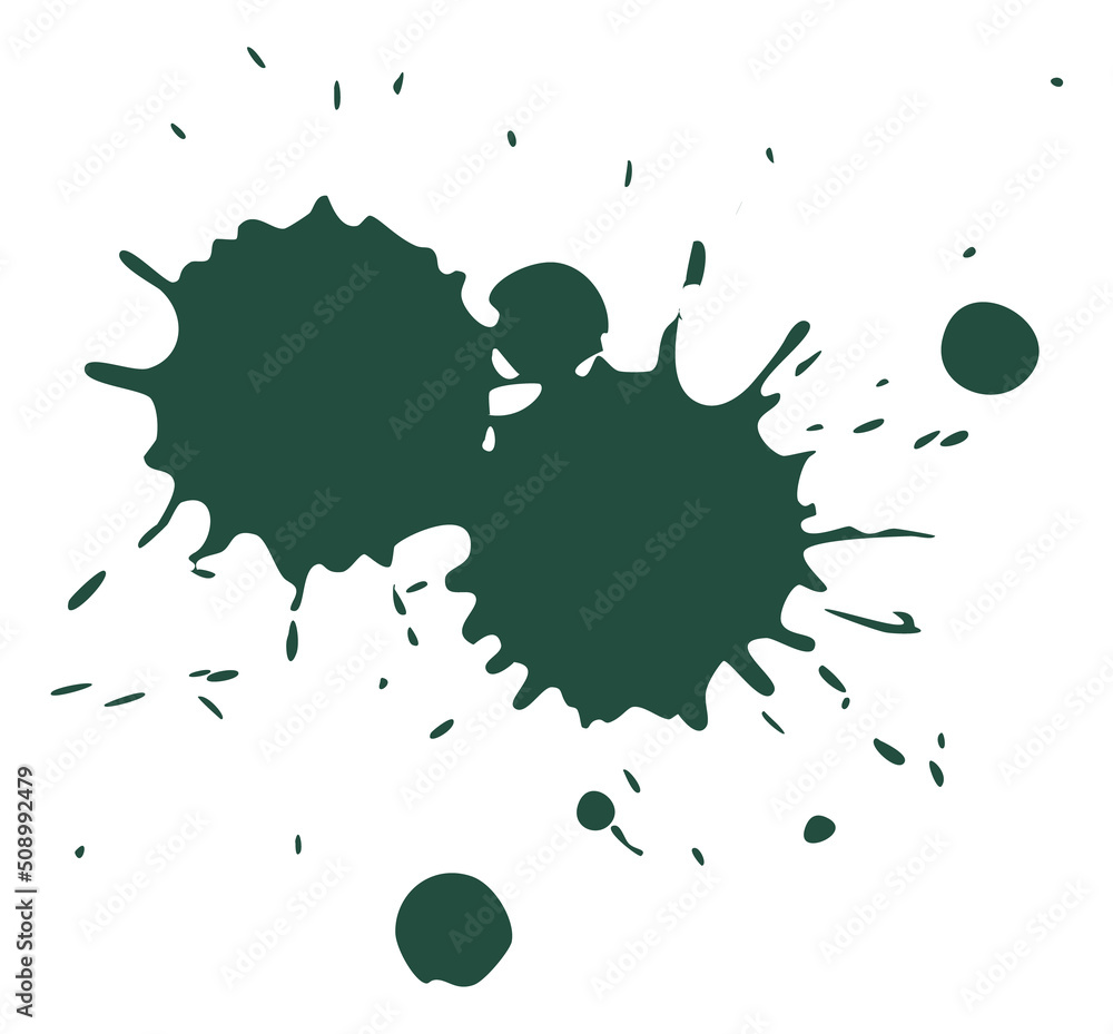 Color ink spot. Dark green paint splatter, grange texture isolated on ...
