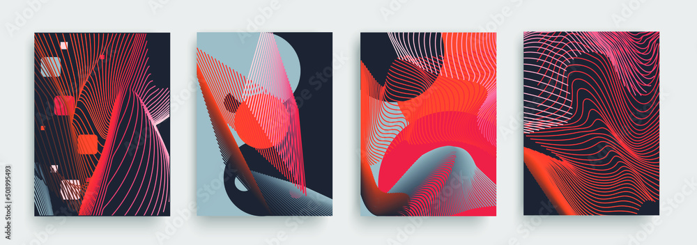 Space lines modern design for banner, cover, and card. Music set ...