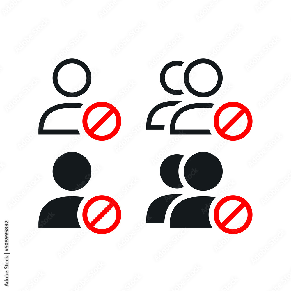 Blocked user person. Block profile icon. Stop group. Vector ...