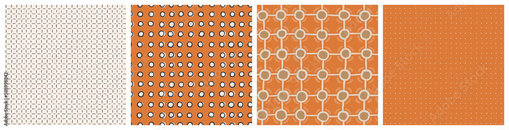 Geometric circle seamless pattern set in warm terracota earth colors ...