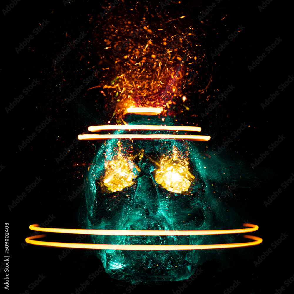 magic wand with fire, music album cover, abstract silhouette Stock ...