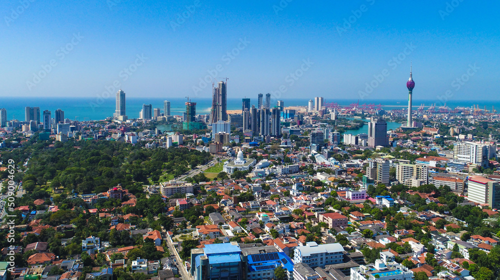 Background View of the Colombo city skyline with modern architecture ...