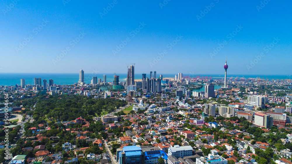 Background View of the Colombo city skyline with modern architecture ...