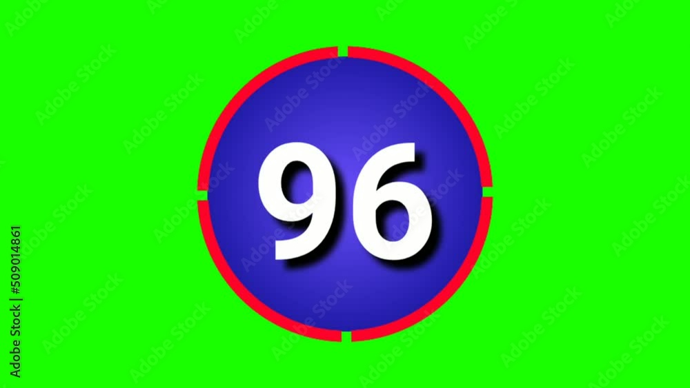 Simple cartoon countdown from 100 to 1. with a rotating circle frame ...