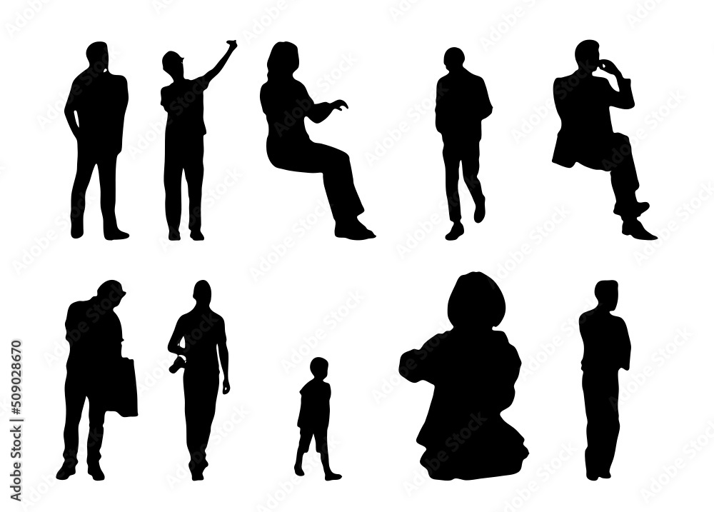 Vector silhouettes, Outline silhouettes of people, Contour drawing ...