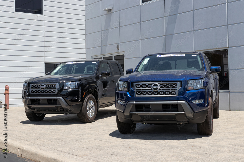 Nissan Frontier pickup truck display. Nissan offers the Frontier in ...
