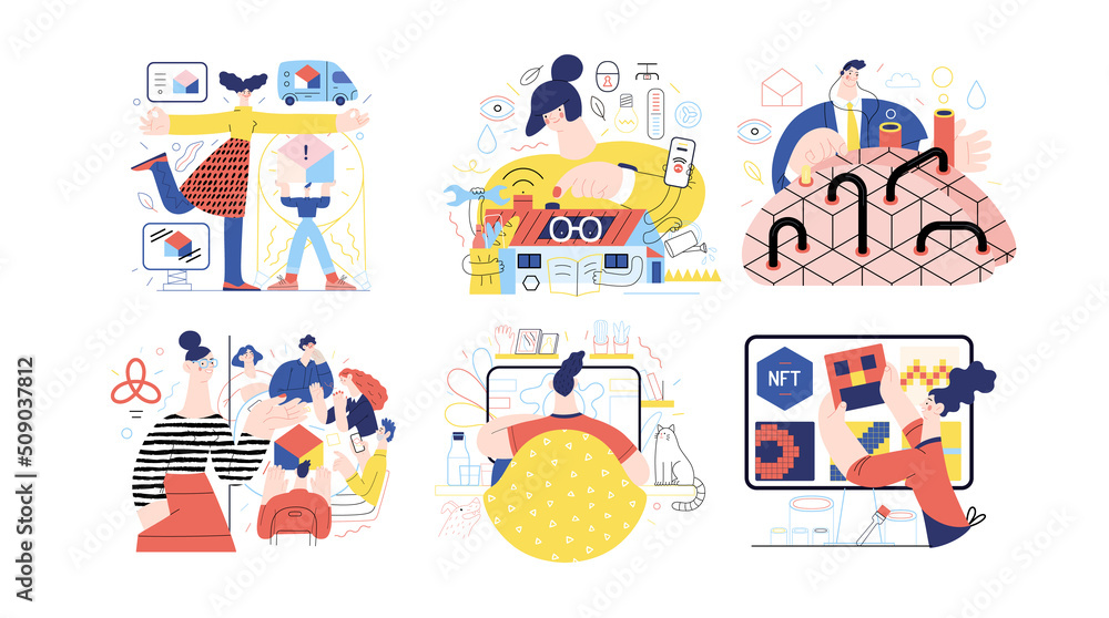 Technology Memphis illustrations Marketing and Promotion, Intelligent ...