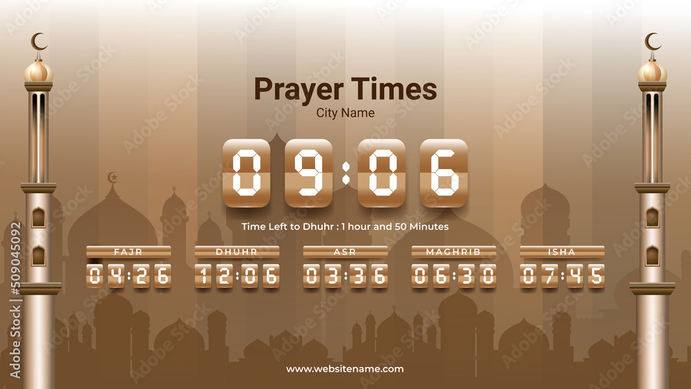Islamic prayer time schedule digital banner Stock Vector | Adobe Stock