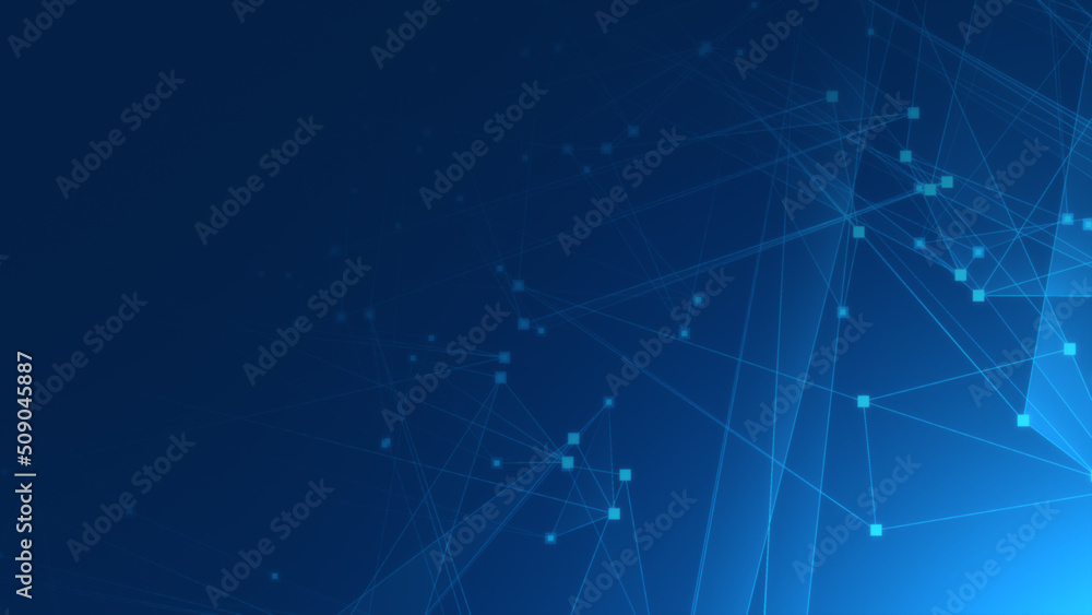 Abstract blue polygon tech network with connect technology background ...