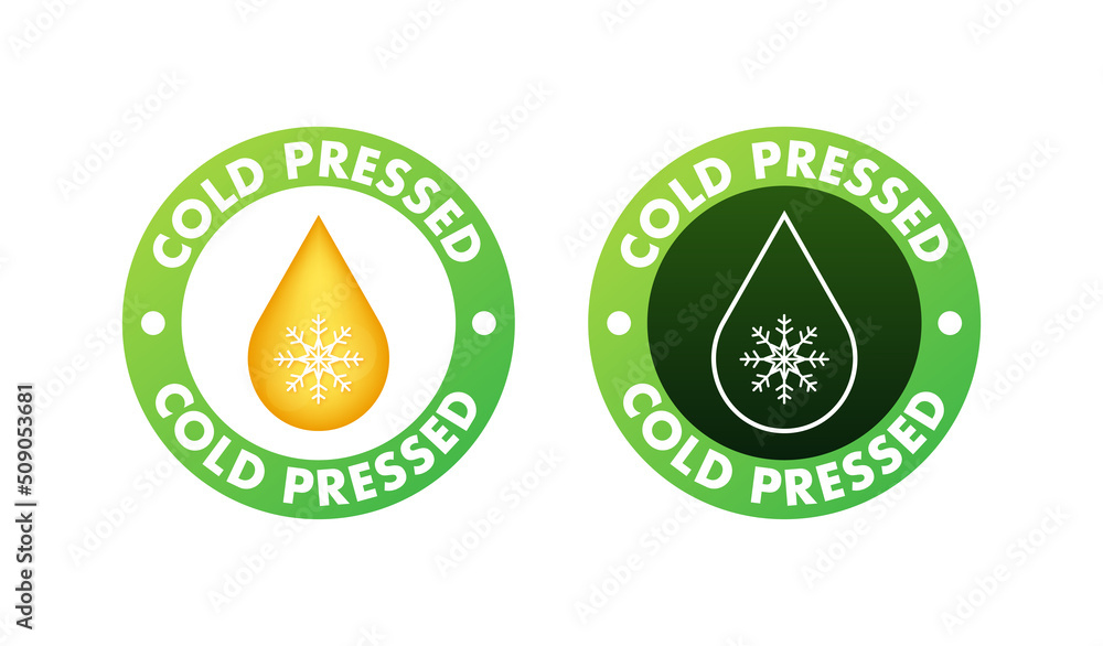 Flat vector illustration with cold pressed. Vector logo. Logo symbol ...