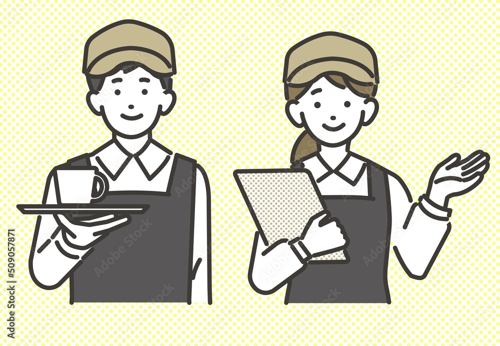 カフェやコーヒーショップの店員のベクターイラスト素材／飲食店／アルバイト Stock Vector | Adobe Stock