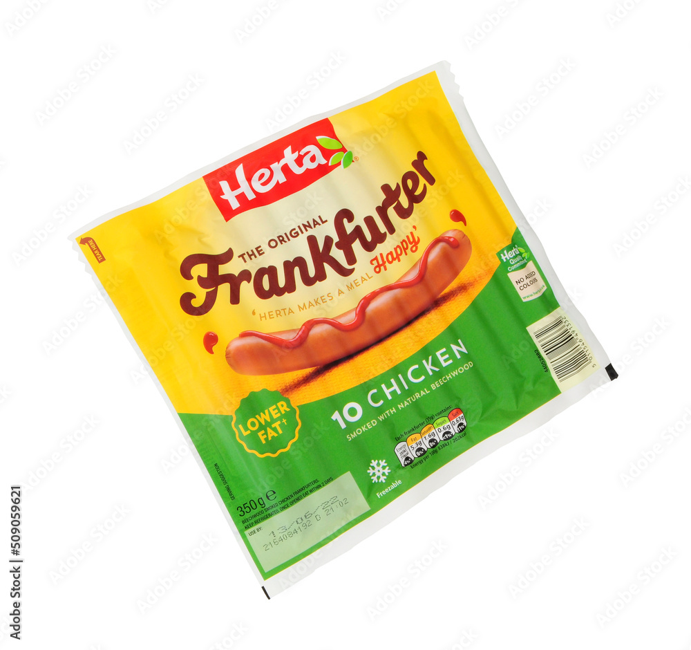 Herta chicken frankfurters smoked with natural beechwood in a pack of ...