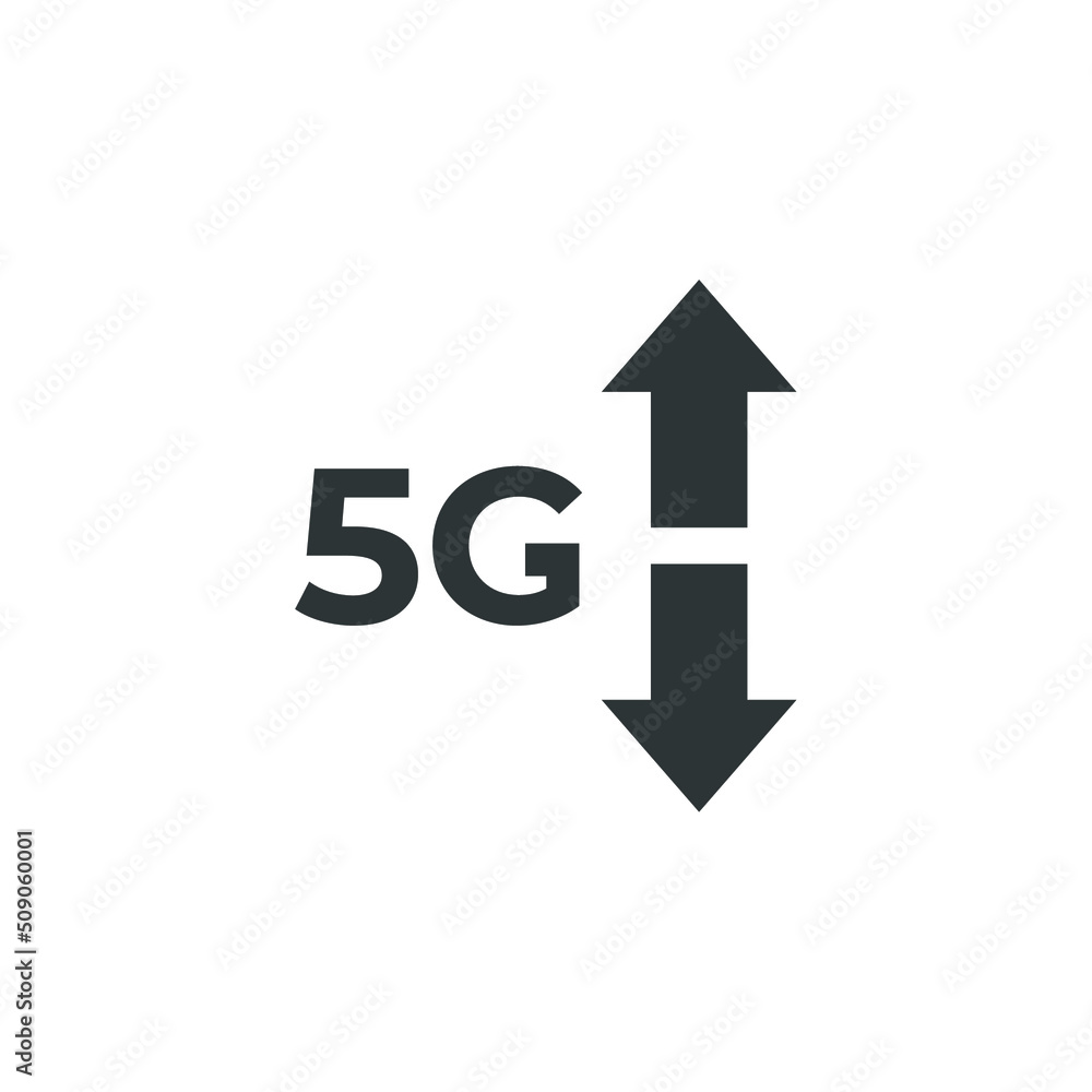Vector sign of the 5G signal strength mobile phone symbol is isolated ...