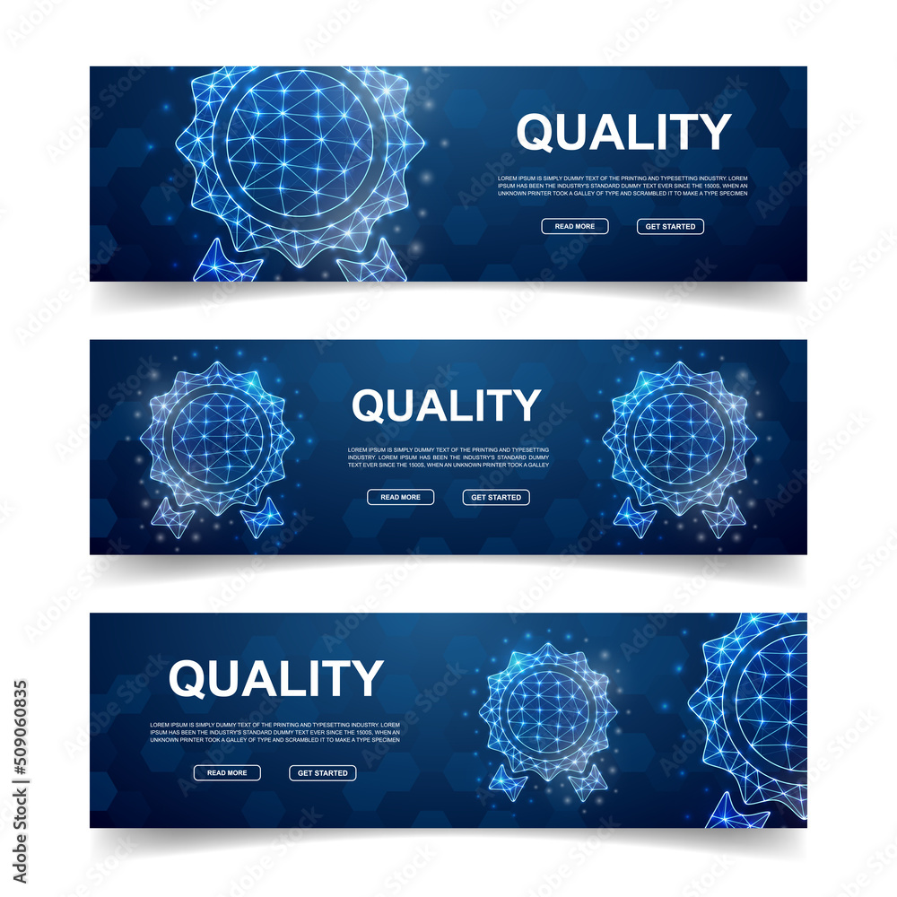 Set of three Award medal horizontal banners. Horizontal illustration ...