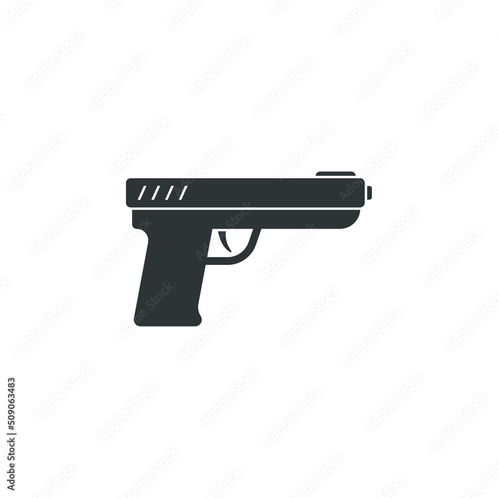 Vector sign of the gun symbol is isolated on a white background. gun ...