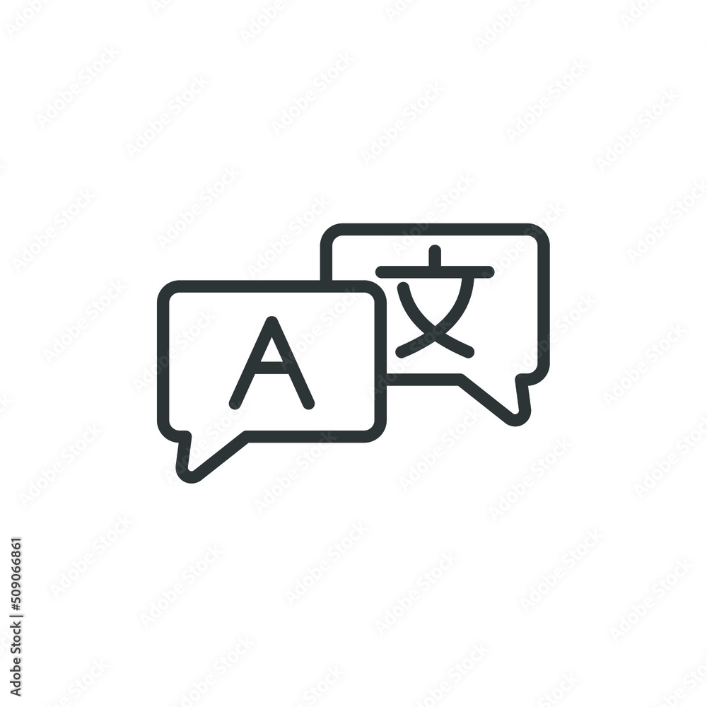 Vector sign of the Language Translation symbol is isolated on a white ...